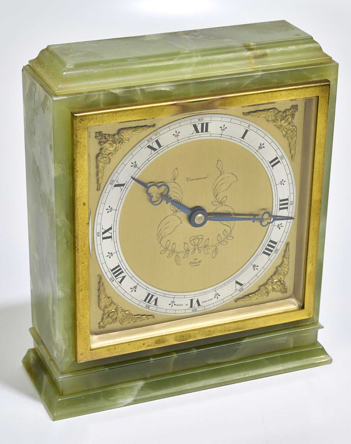 Lot 2266 - ELLIOTT; a large onyx mantel clock, the