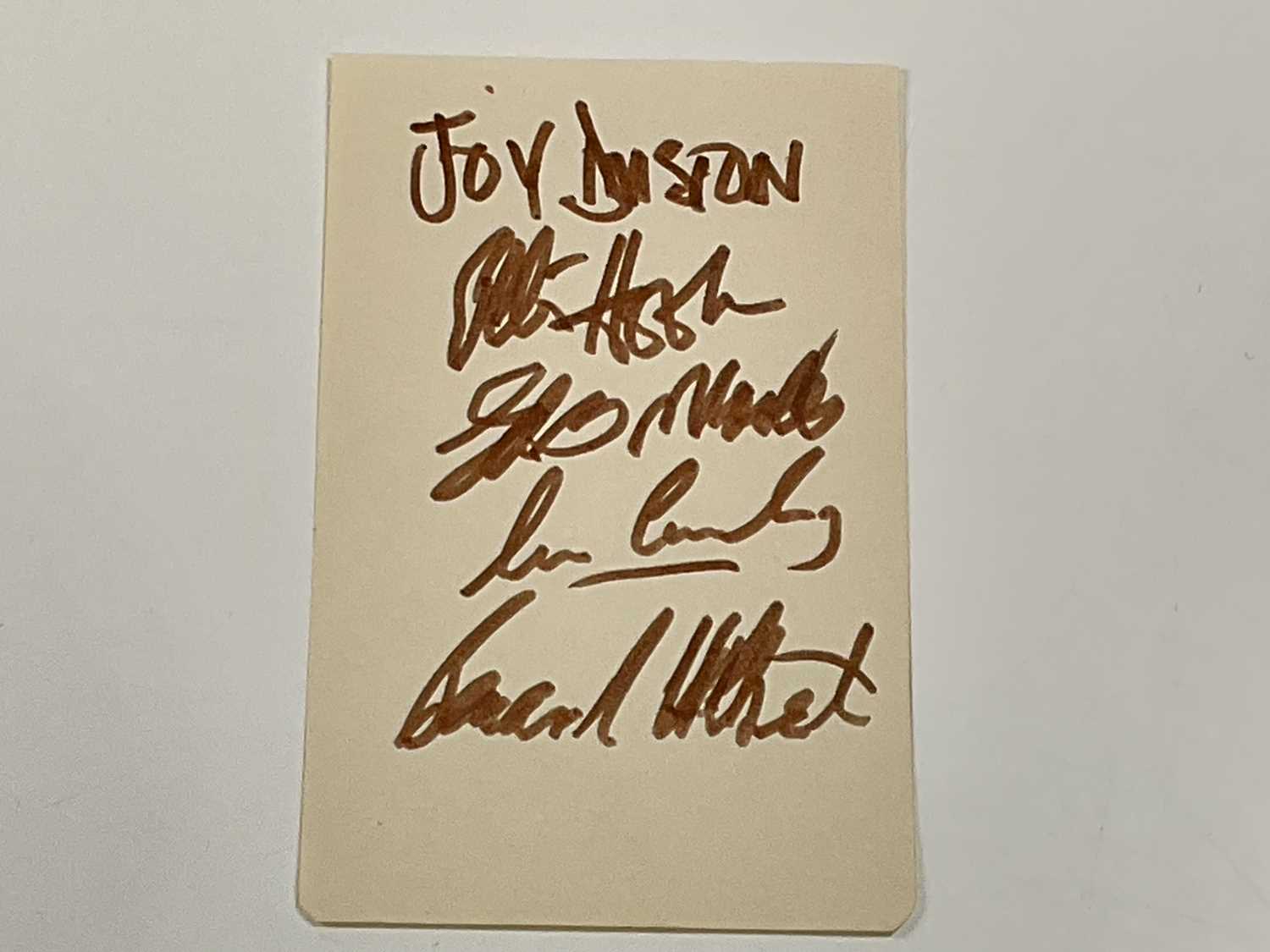 Lot 2009 - JOY DIVISION; a page from an autograph book