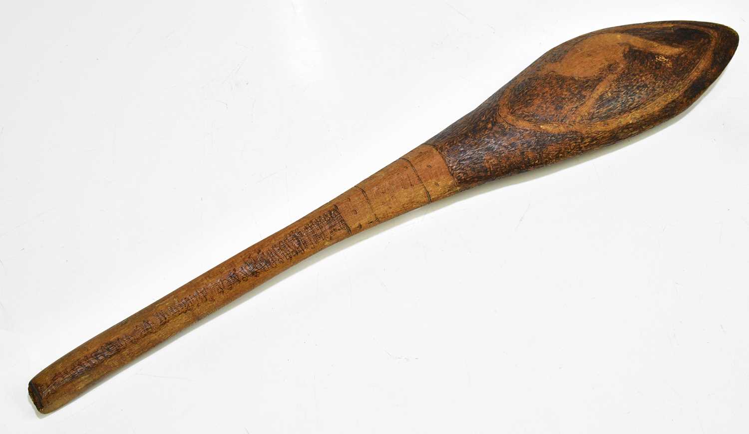 Lot 1578 - An unusual tribal club with carved