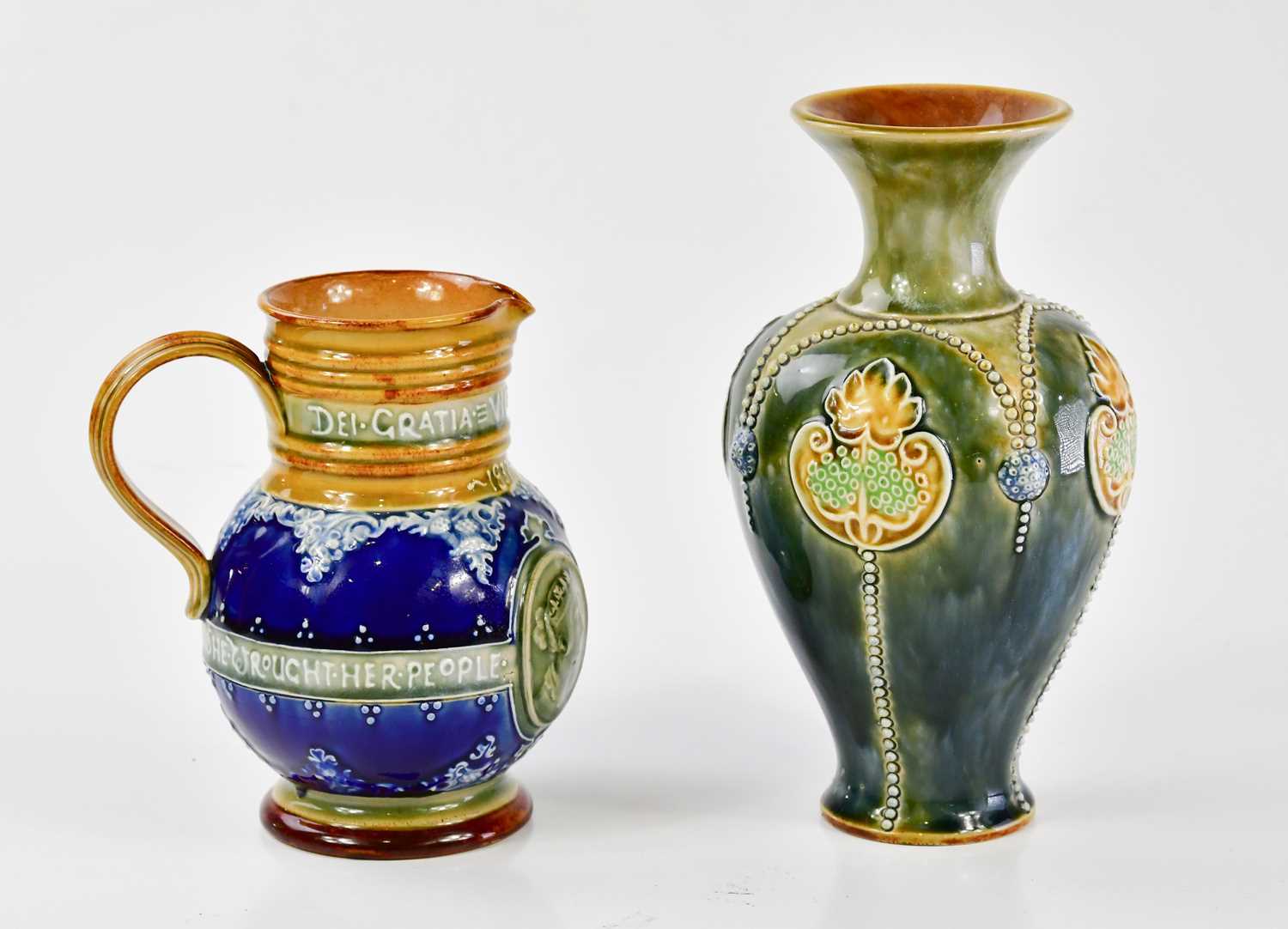 Lot 1532 - DOULTON LAMBETH; a Victoria Artware jug,