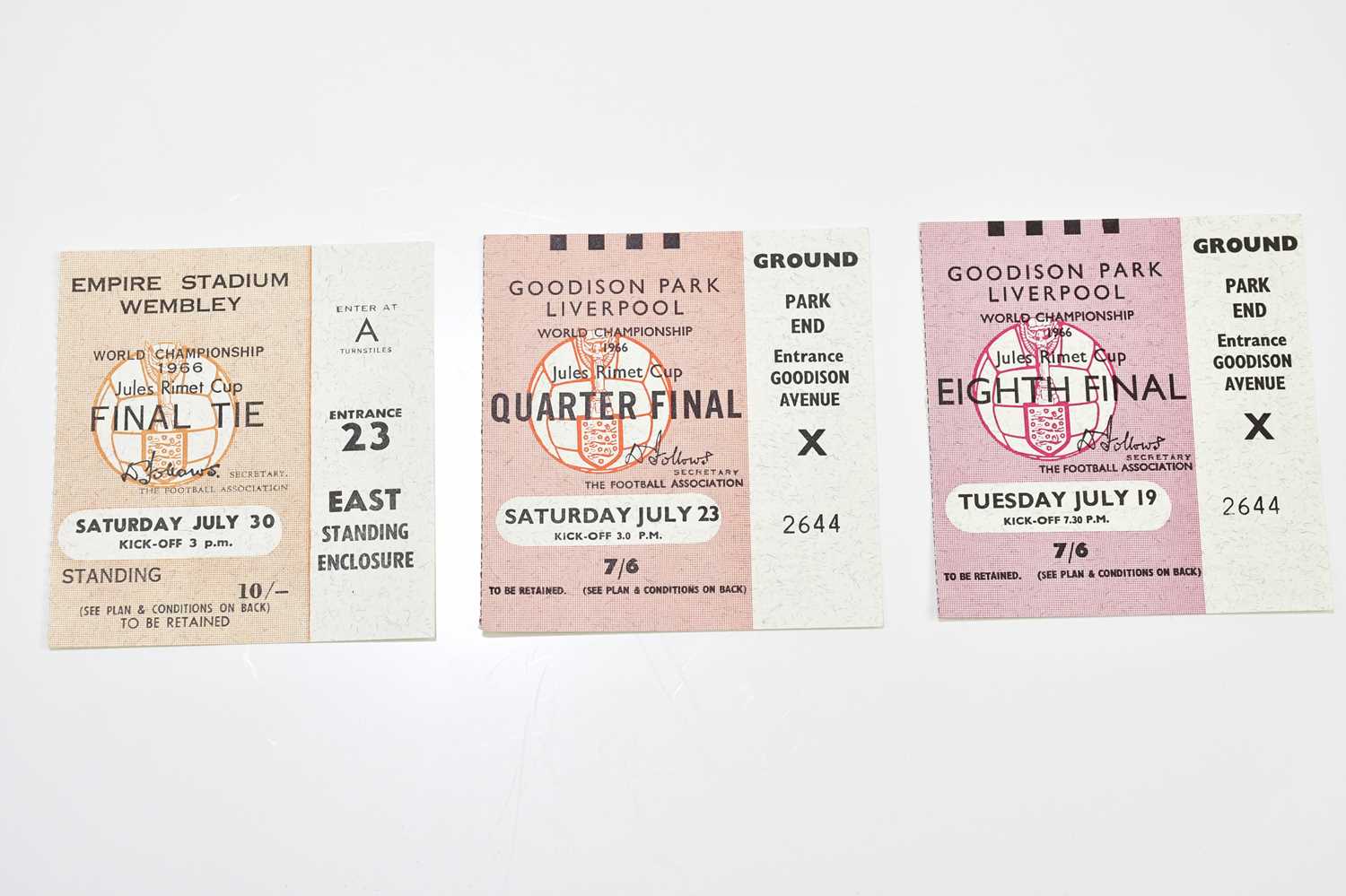 Lot 1235 - 1966 WORLD CUP; a group of nine ticket