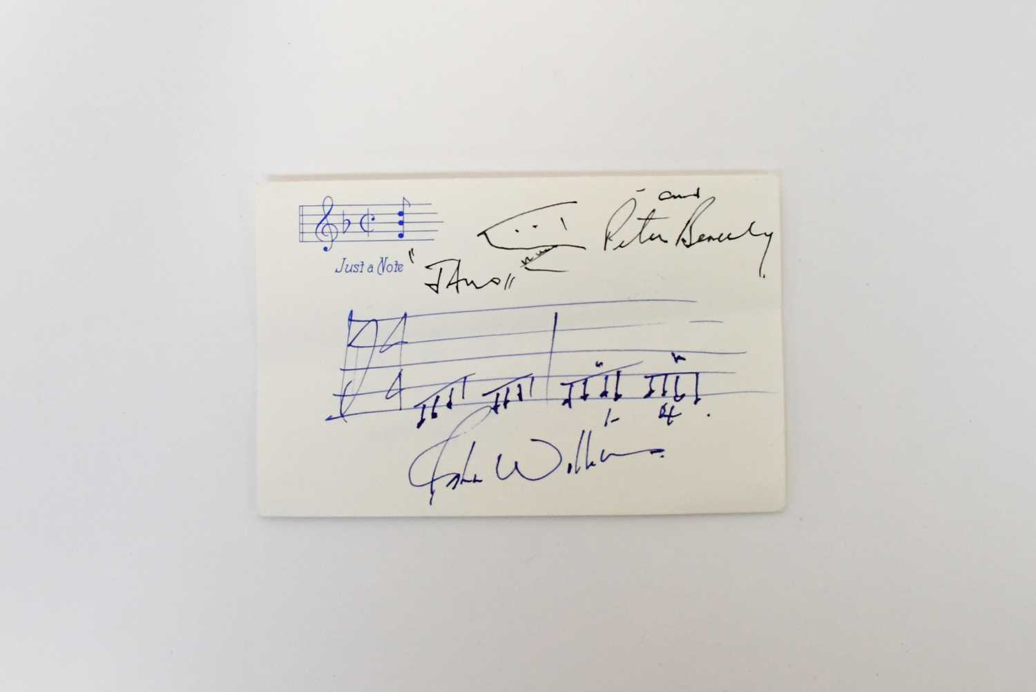 Lot 340 - JAWS; a notecard signed by Peter Benchley