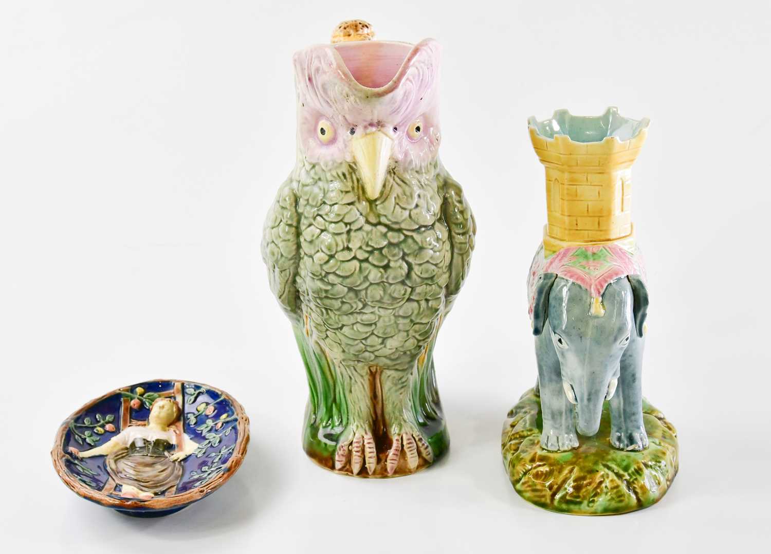 Lot 1467 - A 19th century majolica jug modelled as a