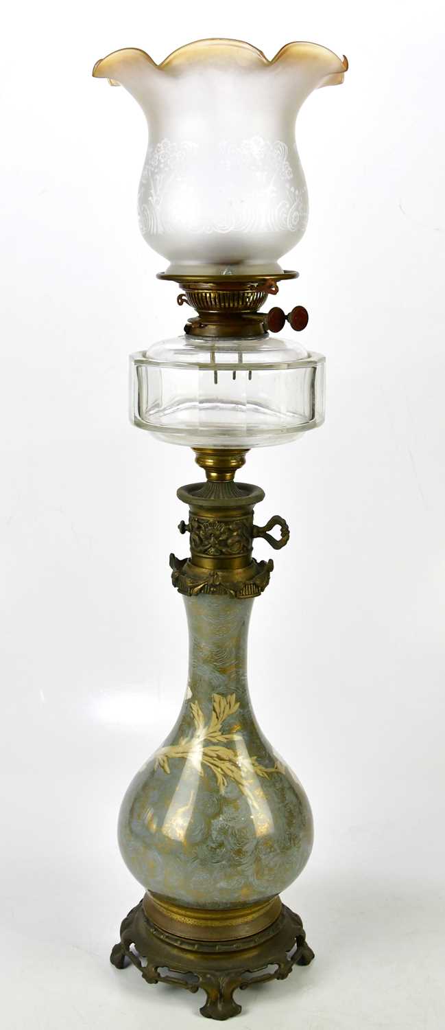 Lot 1612 - A Victorian style Continental oil lamp,