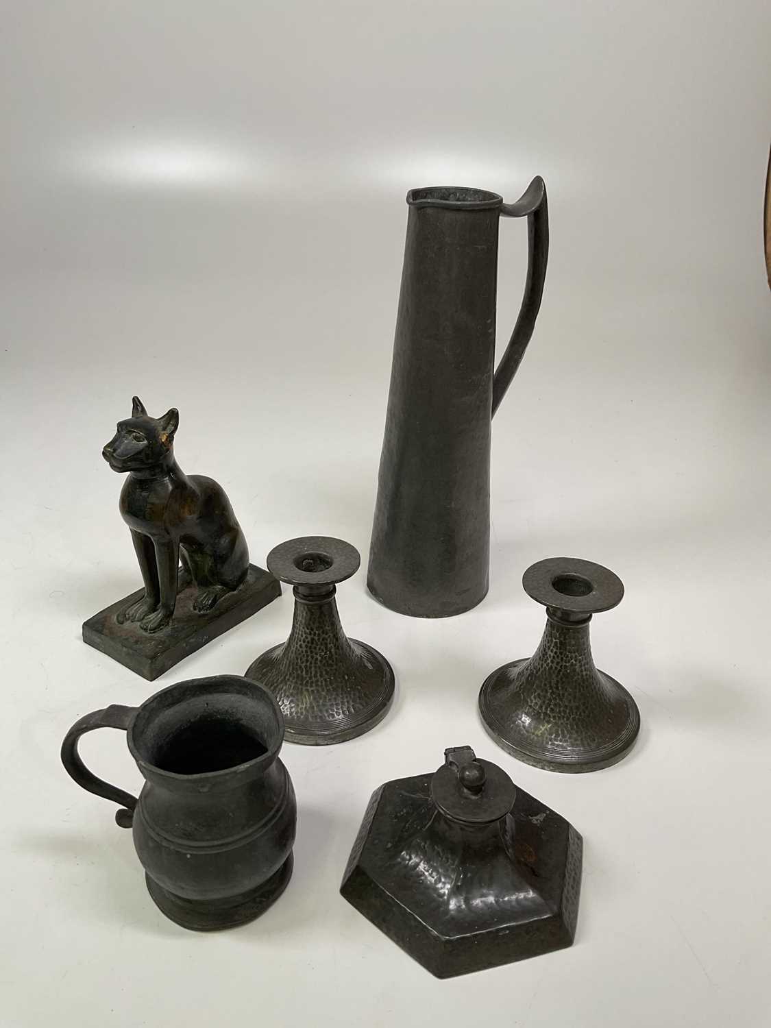 Lot 102 - A quantity of Arts & Crafts pewter items to