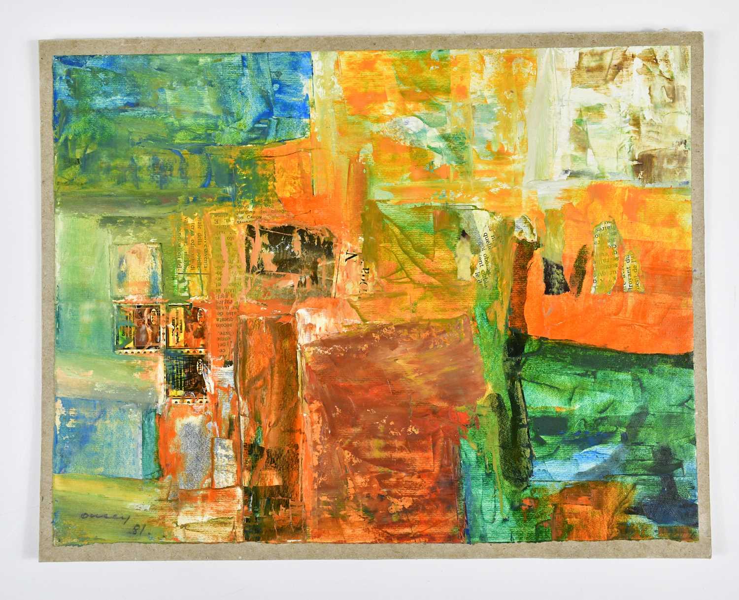 Lot 580 - HARRY OUSEY (1915-1985); oil and collage on
