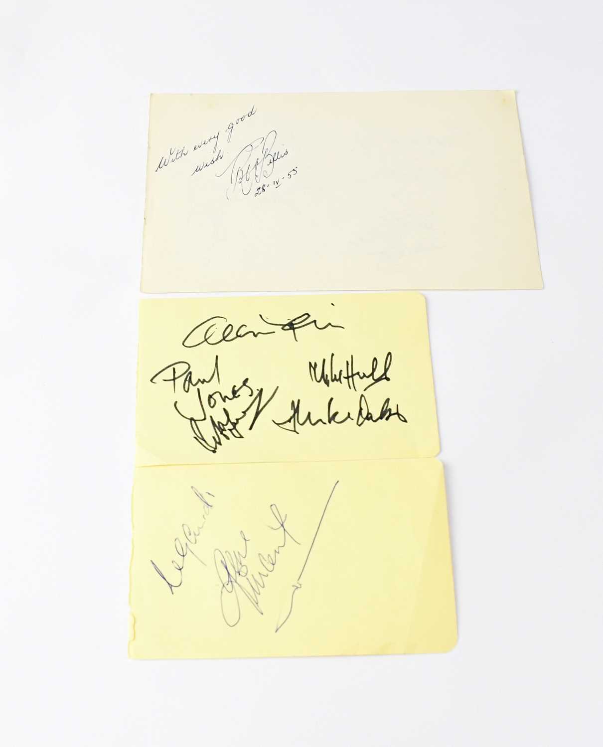 Lot 205 - Three pages from an autograph book signed by