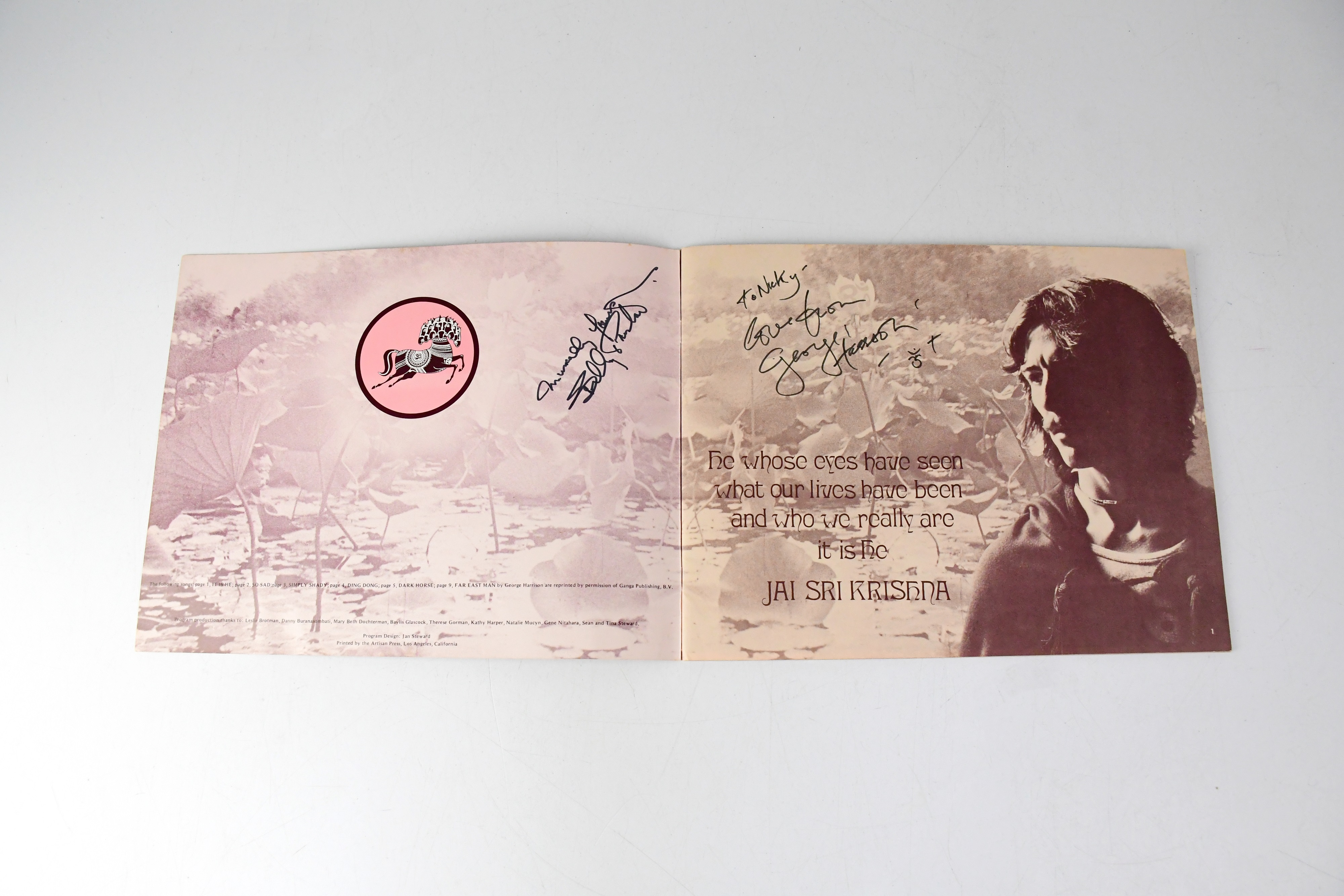 Lot 230 - GEORGE HARRISON; a 1974 programme for a