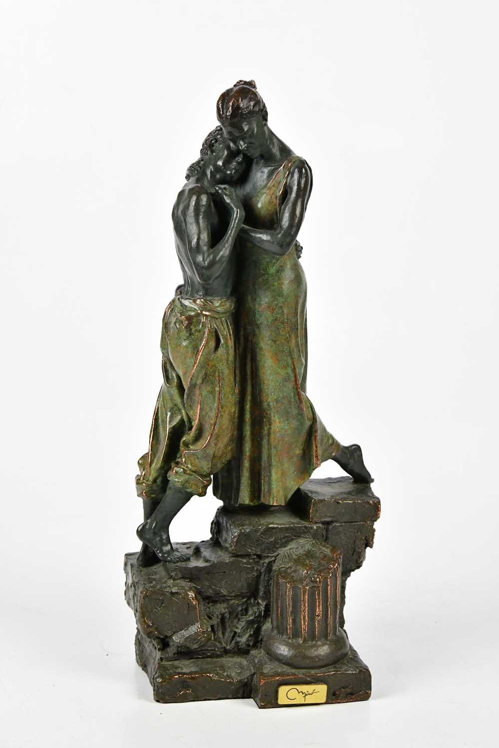 Lot 1547 - MICRO; a bronzed figure of couple, signed