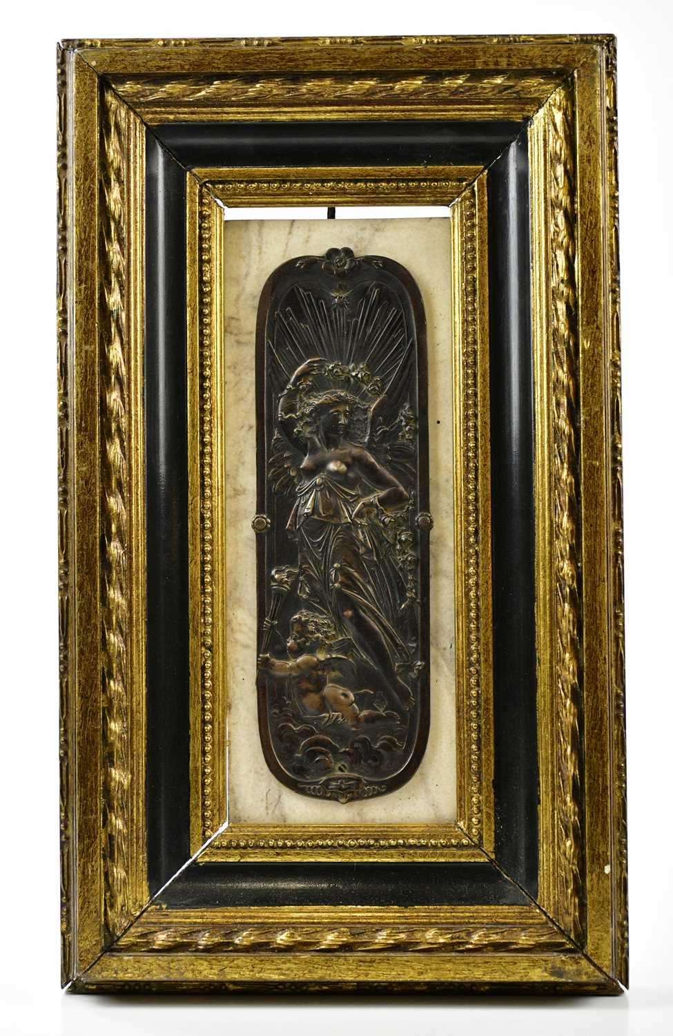 Lot 1445 - A reproduction bronzed plaque of an angel