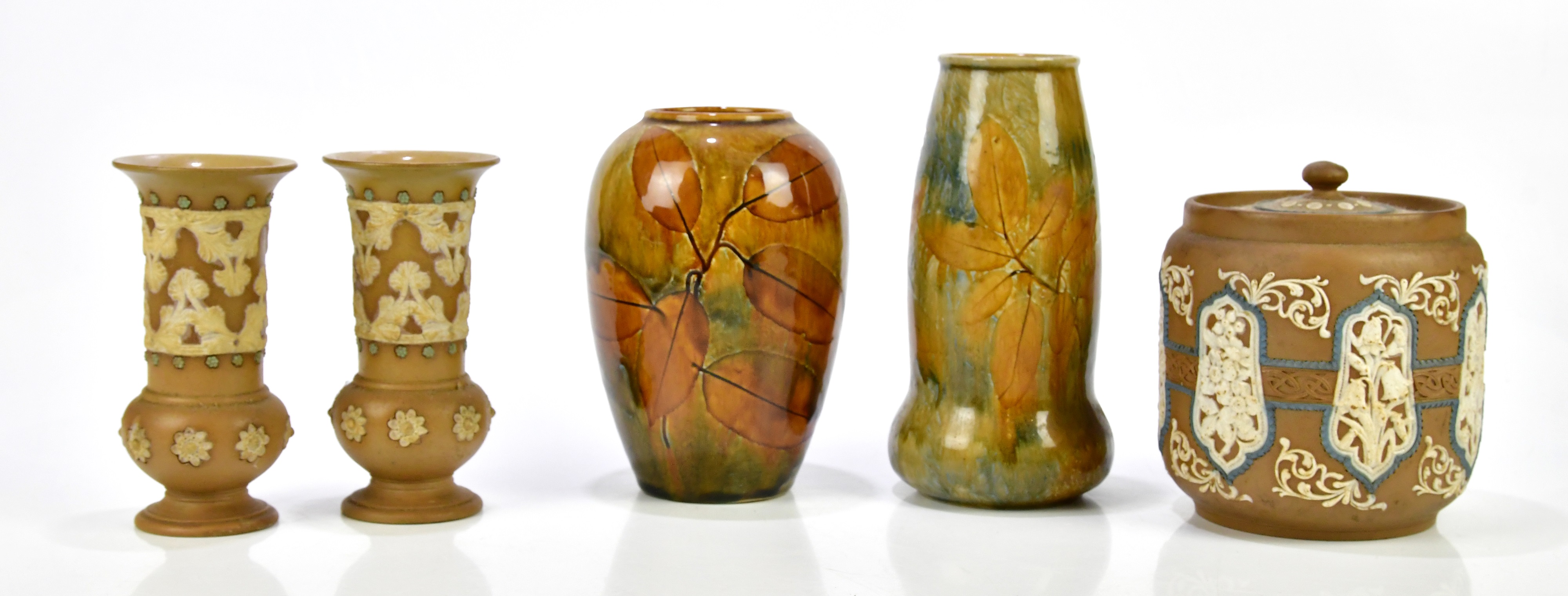 Lot 5366 - DOULTON SILICON WARE; a pair of vases with