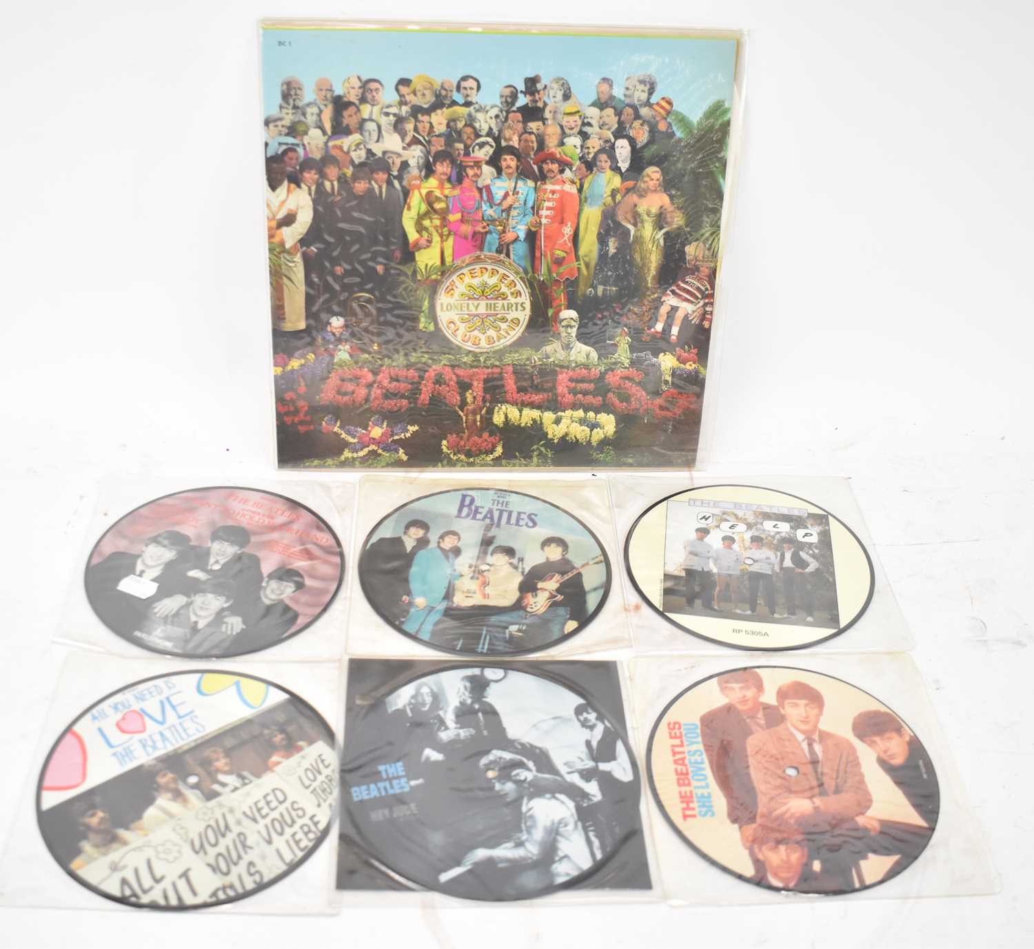 Lot 407 - THE BEATLES; a group of six picture discs,