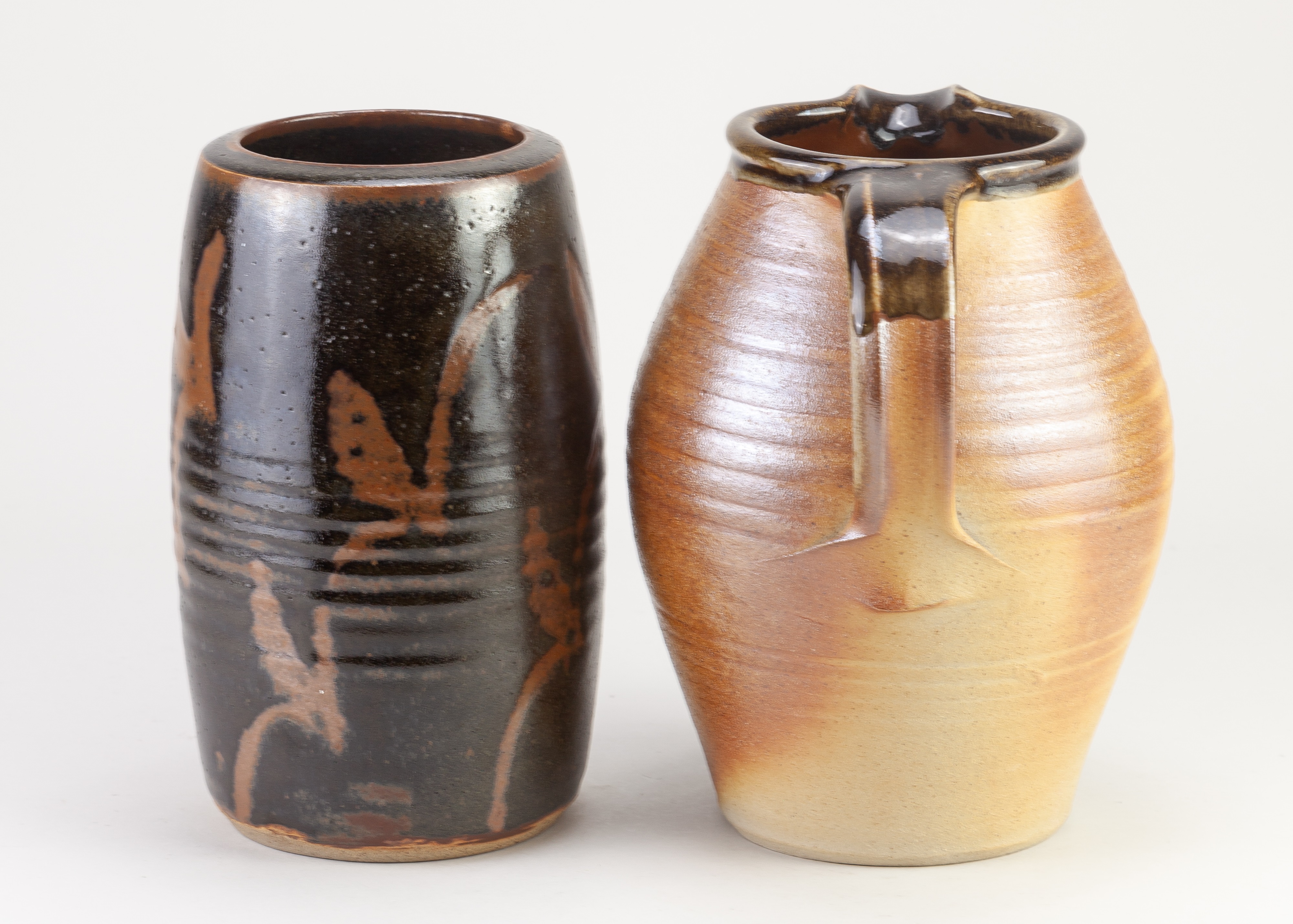 Lot 144 - Lowerdown Pottery; a ribbed stoneware vase