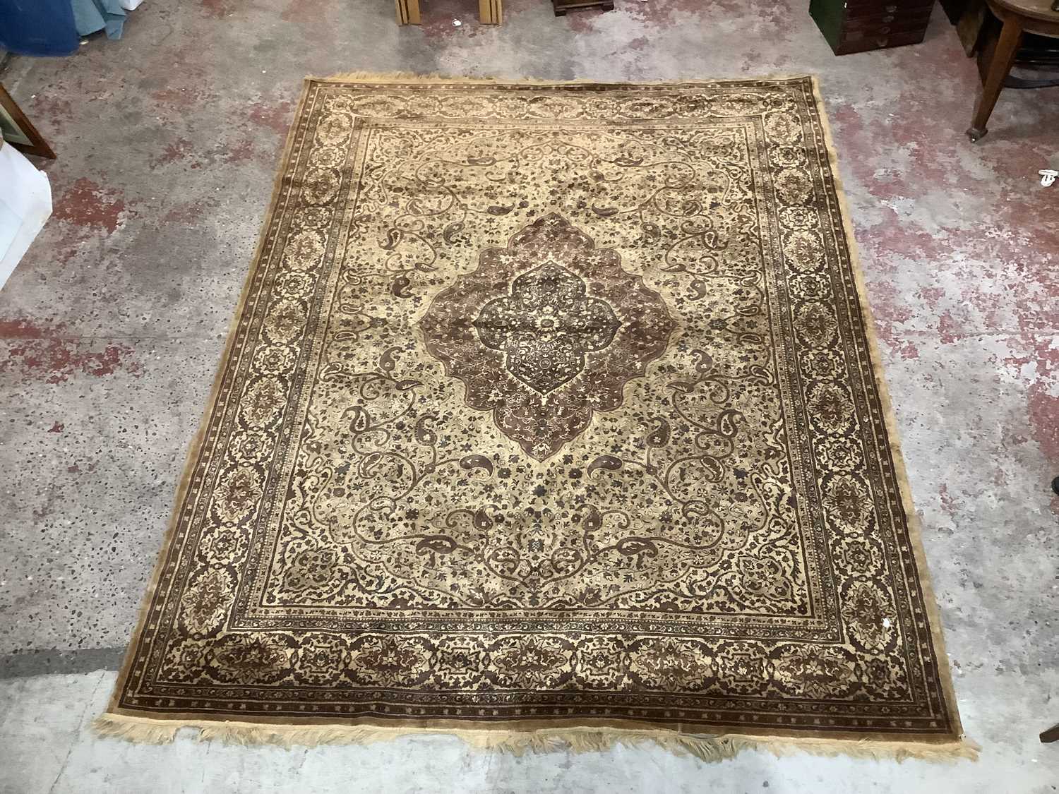 Lot 6475 - A gold ground carpet, 352x274cm