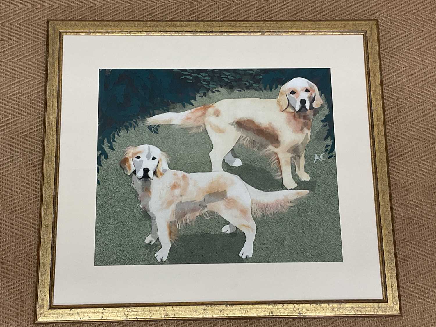 Lot 376 - ANNE CARPENTER; collage, two Labrador