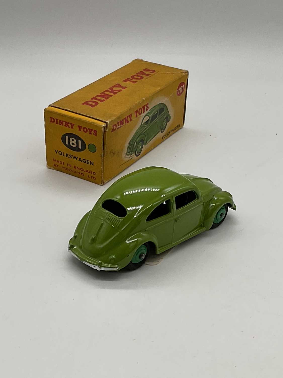 Lot 93 - DINKY; a boxed lime green Volkswagen, 181.