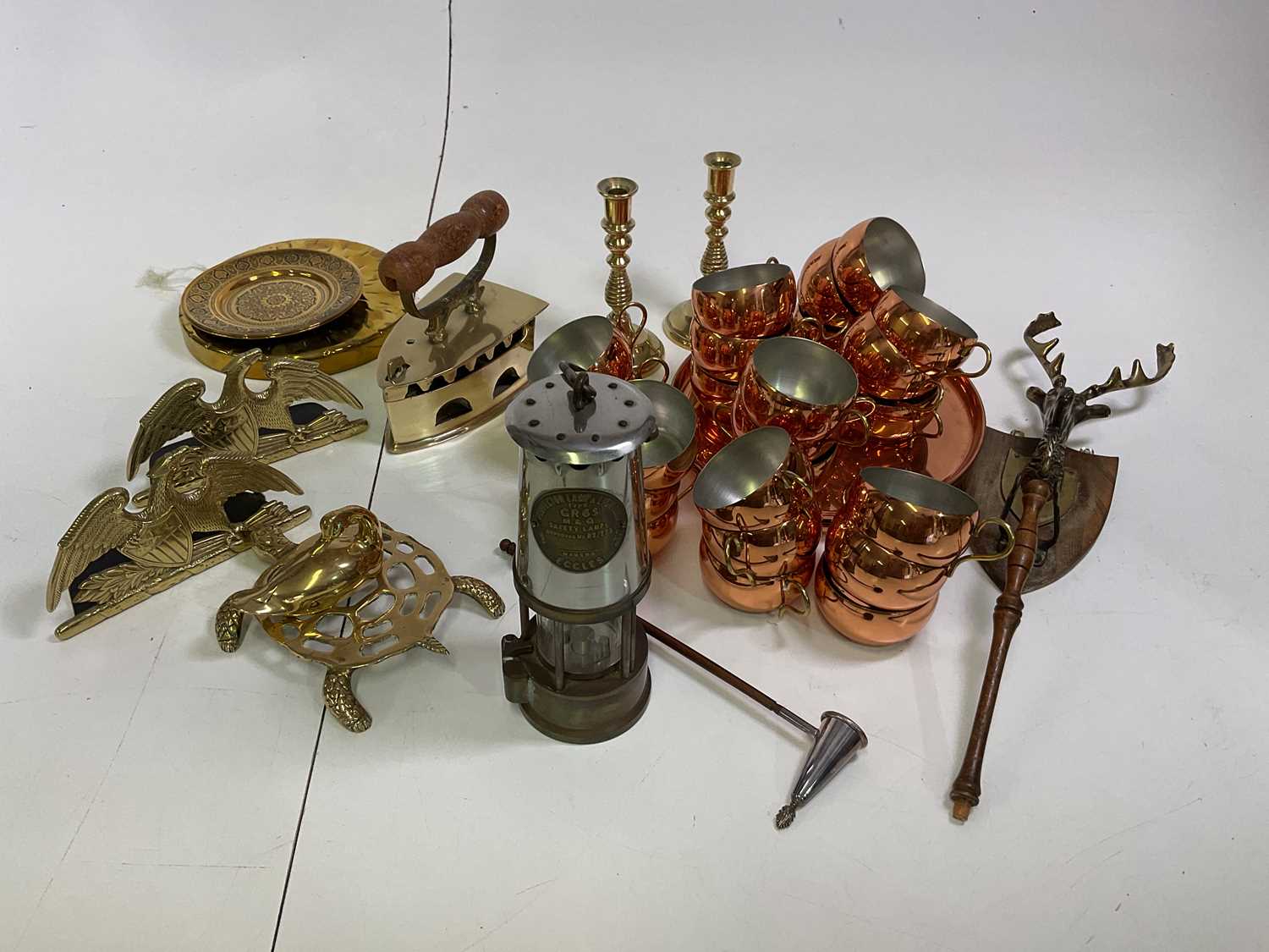 Lot 631 - A quantity of metalware including a miner's