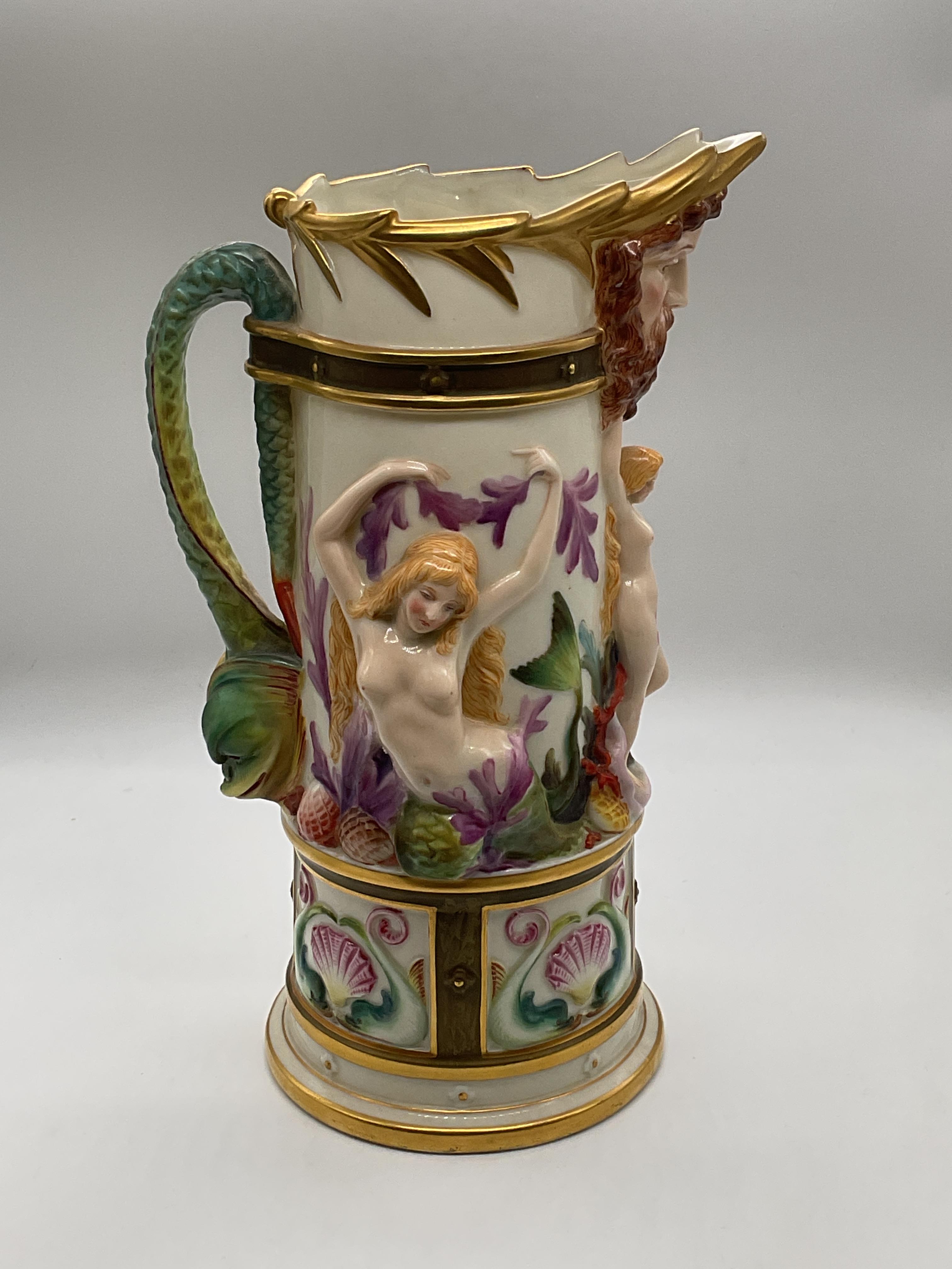Lot 428 - ROYAL WORCESTER; a nautical mask jug relief