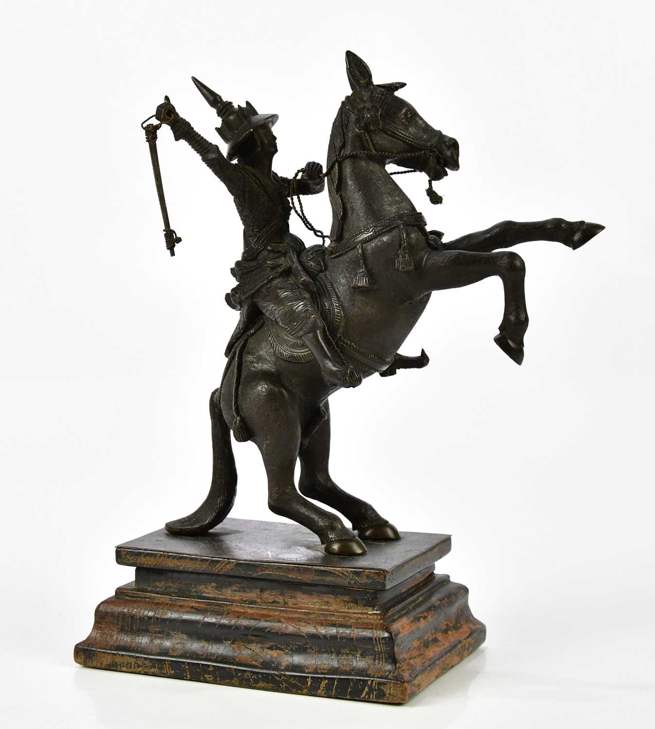 Lot 1204 - A Burmese bronze figure of warrior on