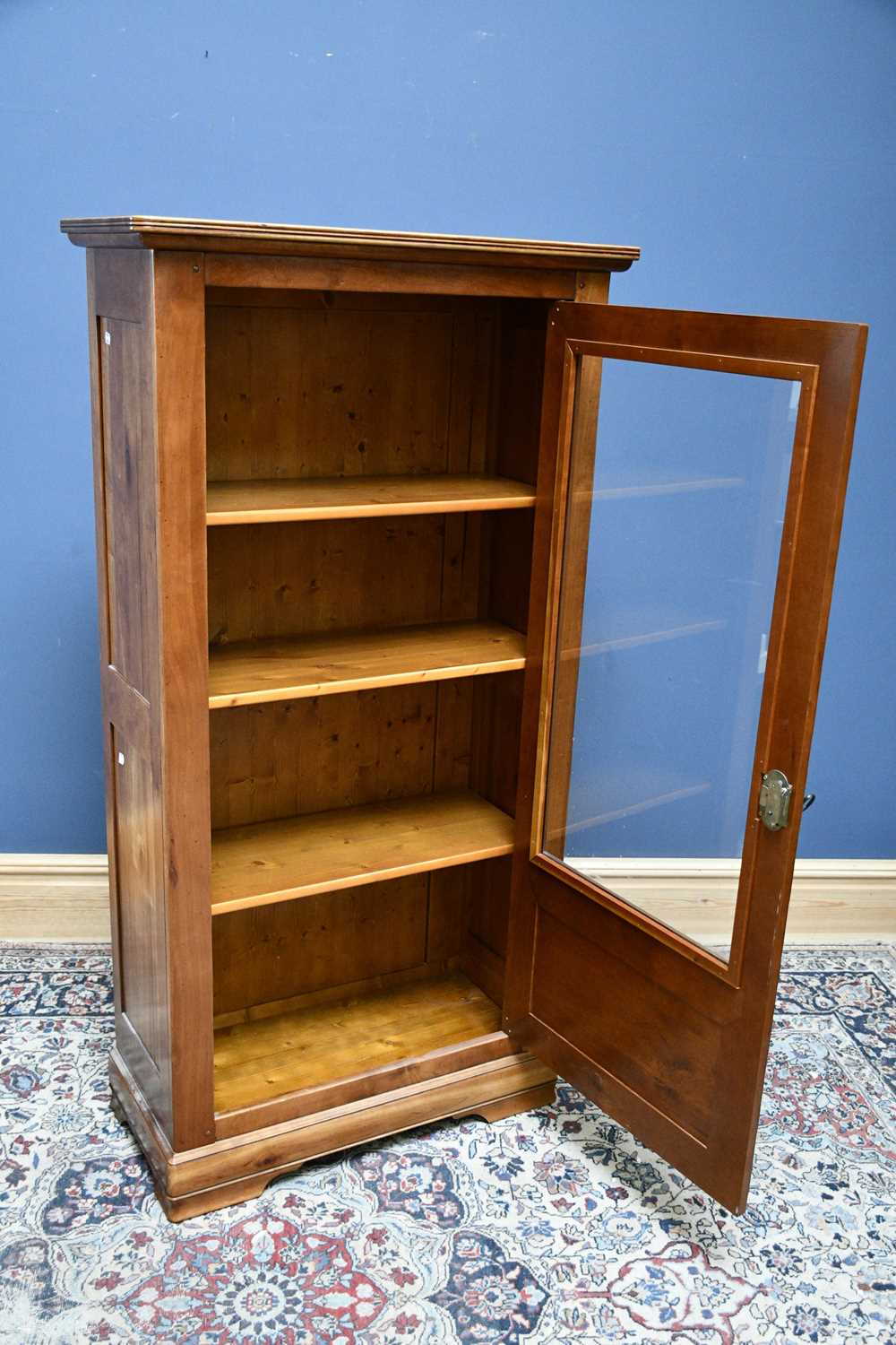 Lot 6746 - A modern cherry wood display cabinet, the
