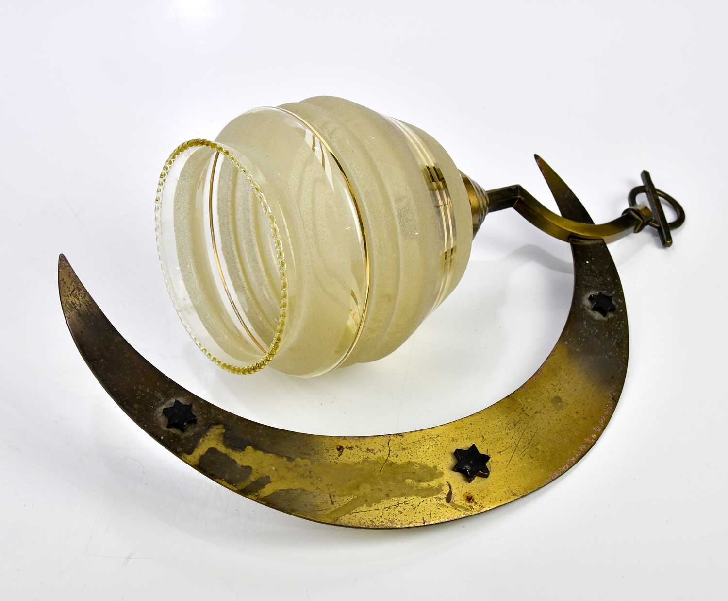 Lot 1618 - A 1950s hanging crescent moon ceiling lamp