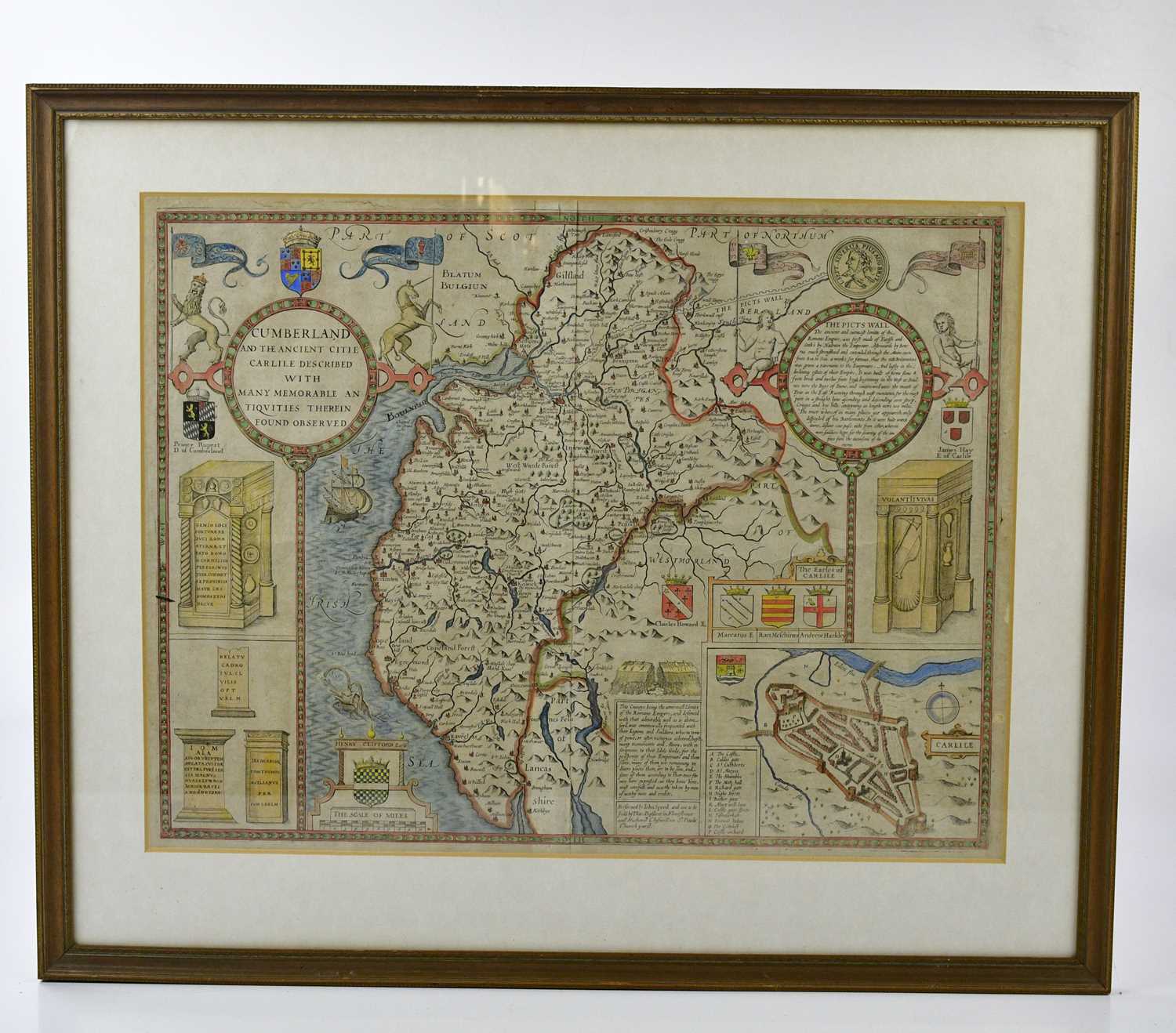Lot 475 - A 17th century map of Cumberland and the