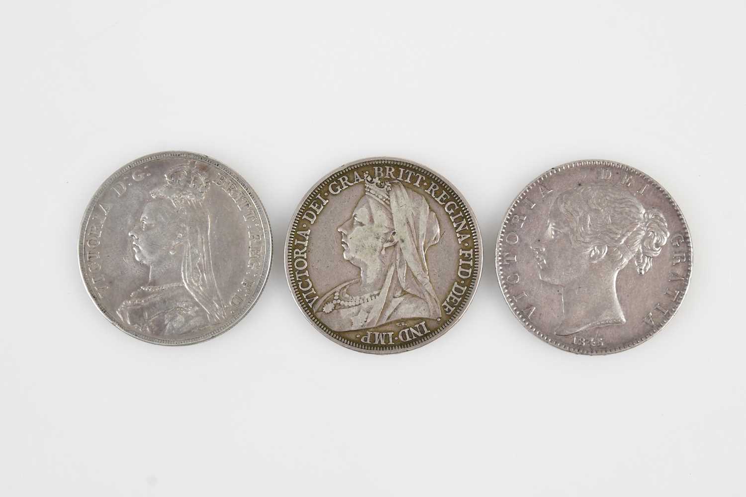 Lot 3179 - VICTORIA; three silver crowns comprising