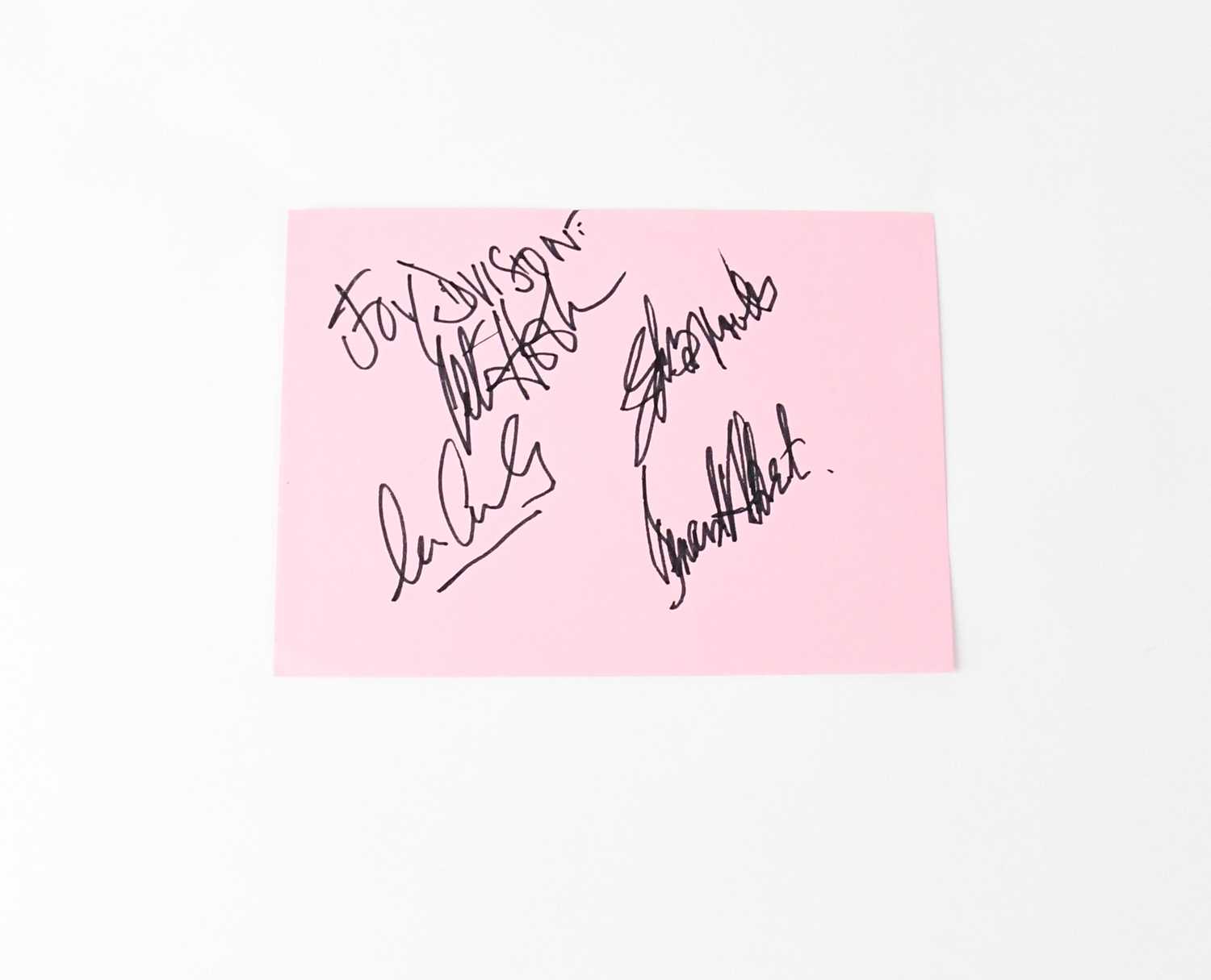 Lot 626 - JOY DIVISION; an autograph book page bearing