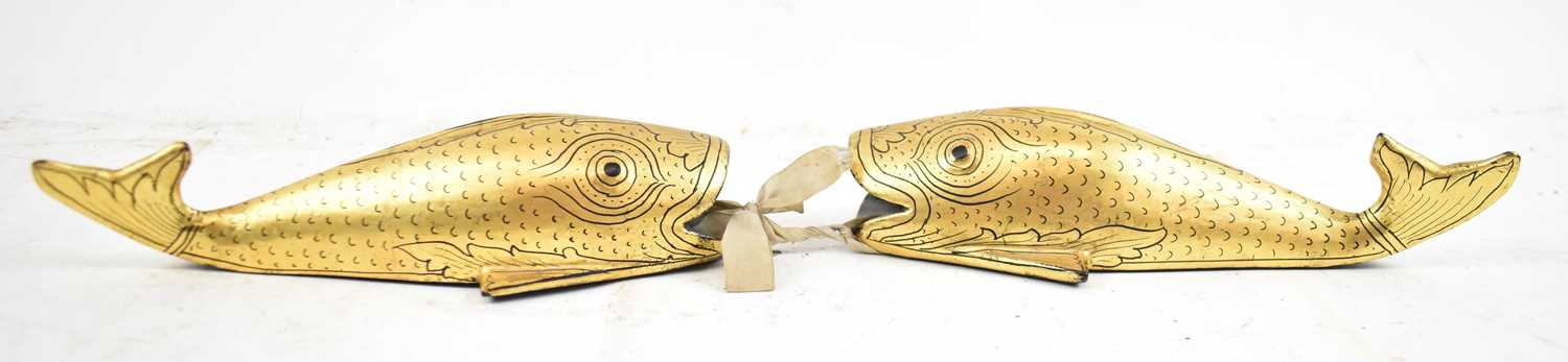 Lot 630 - A pair of Japanese gilt lacquered fish, both