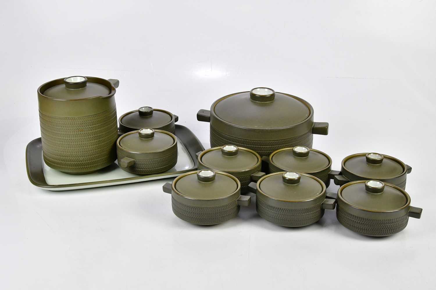 Lot 5442 - DENBY; a dark green tea/dinner set to
