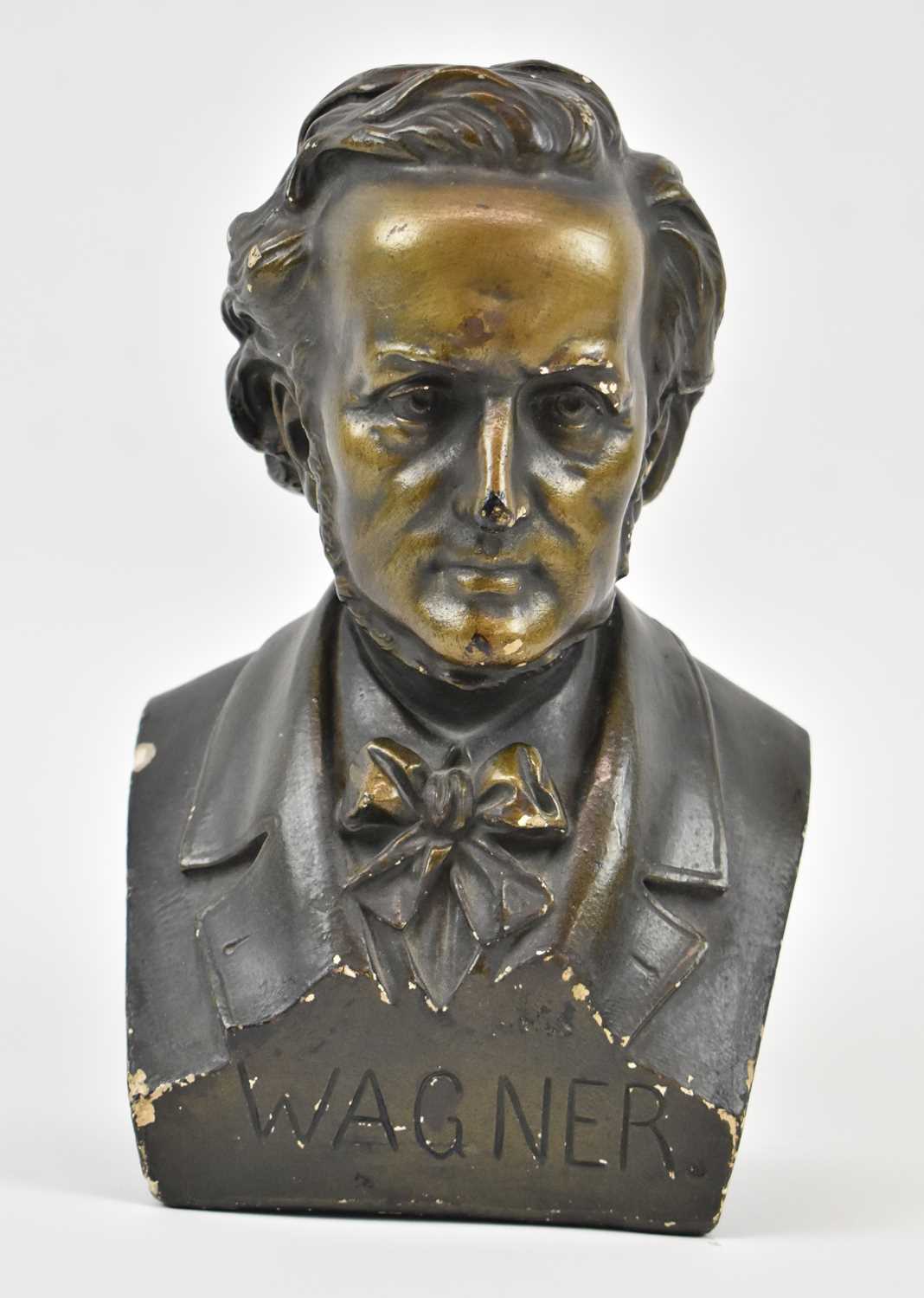 Lot 354 - A plaster bust of Wagner, inscribed to front
