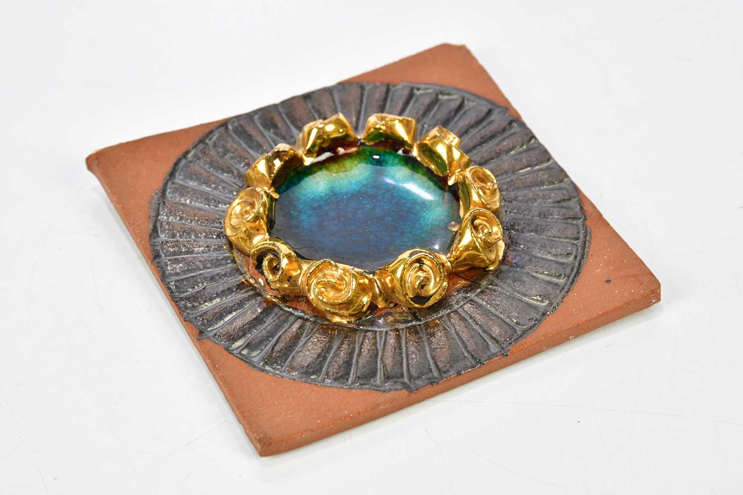 Lot 216 - TAFFY POWELL; an unusual ceramic tile with