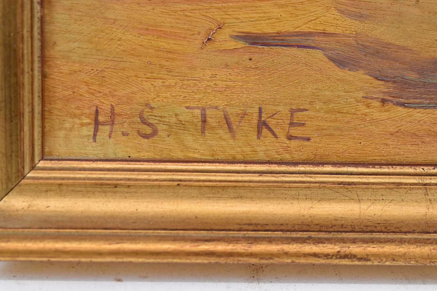 Lot 185 - H S TUKE (1858-1929); oil on board, rear