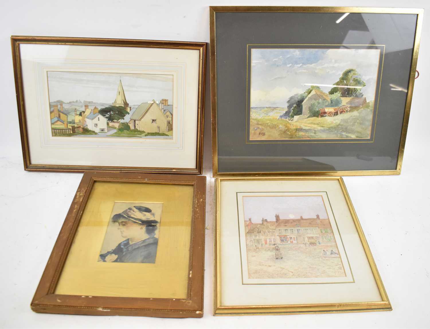 Lot 281 - M DRAPER; watercolour, rural village, signed,
