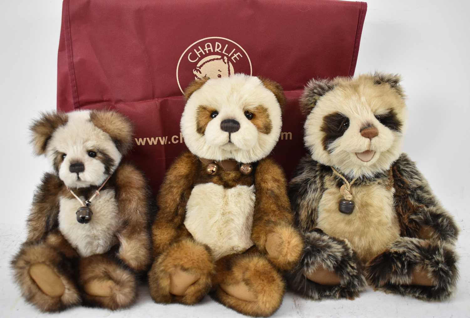 Lot 445 - CHARLIE BEARS; a group of three plush