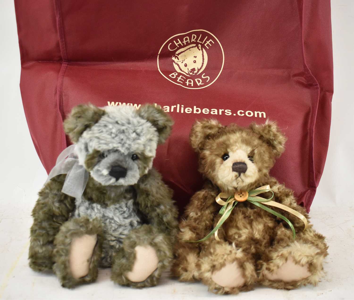 Lot 452 - CHARLIE BEARS; a small grey plush stuffed