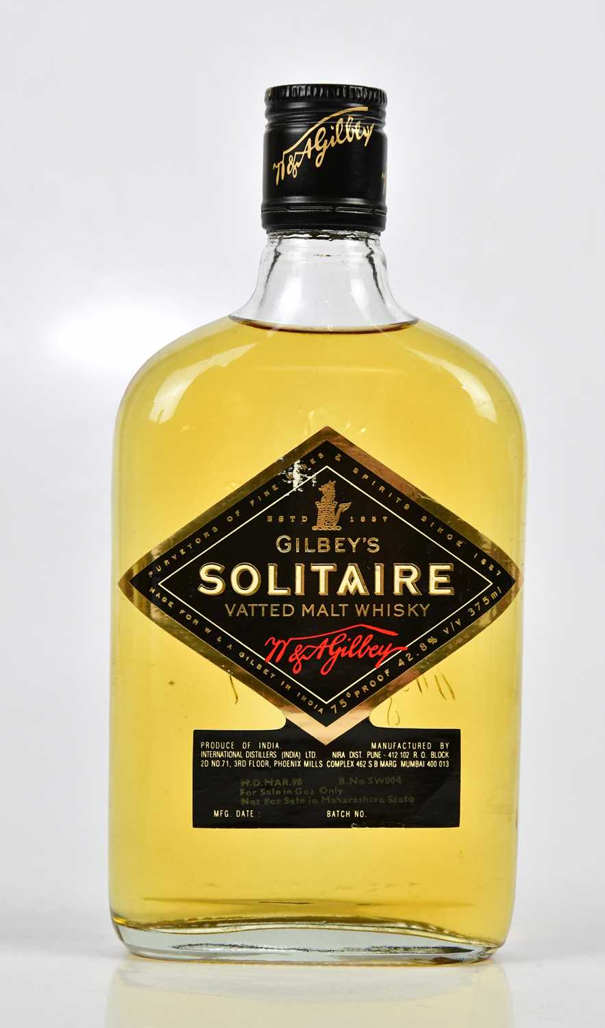 Lot 4115 - WHISKY; a single bottle Gilbey's Solitaire