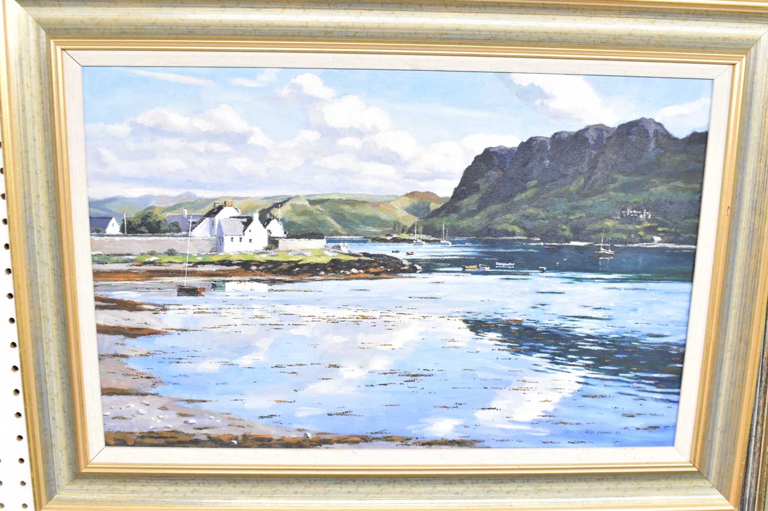 Lot 740 - NIGEL GROUNDS; acrylic on canvas, coastal