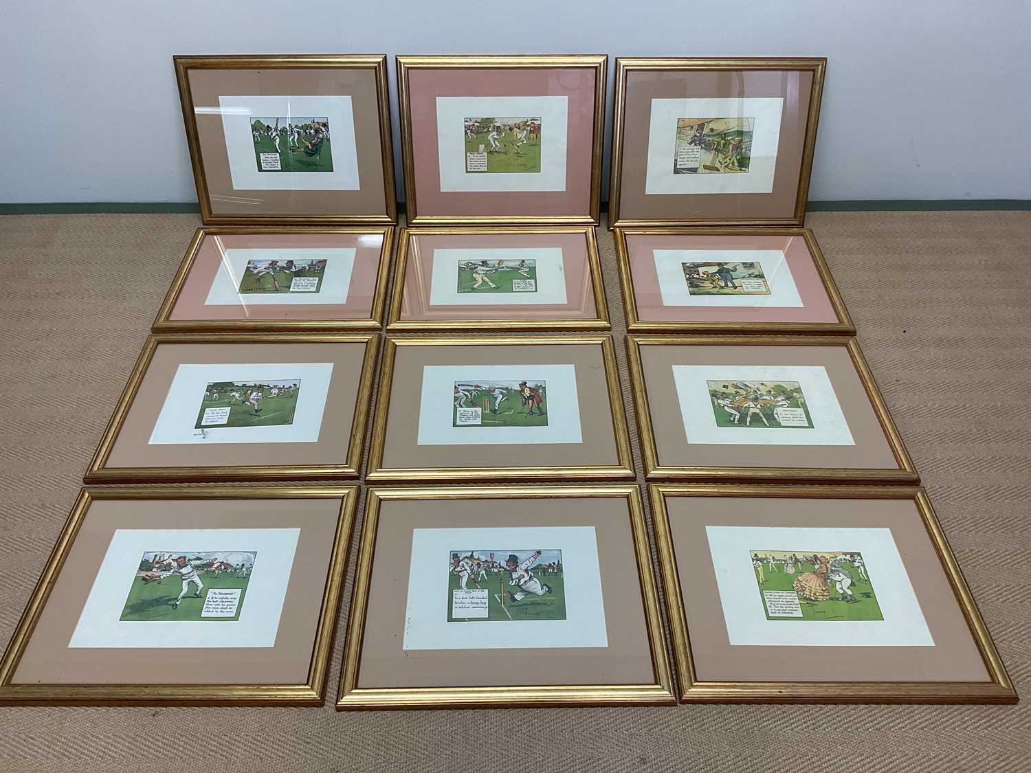 Lot 340 - AFTER J CROMBIE; twelve cricket prints, 25 x