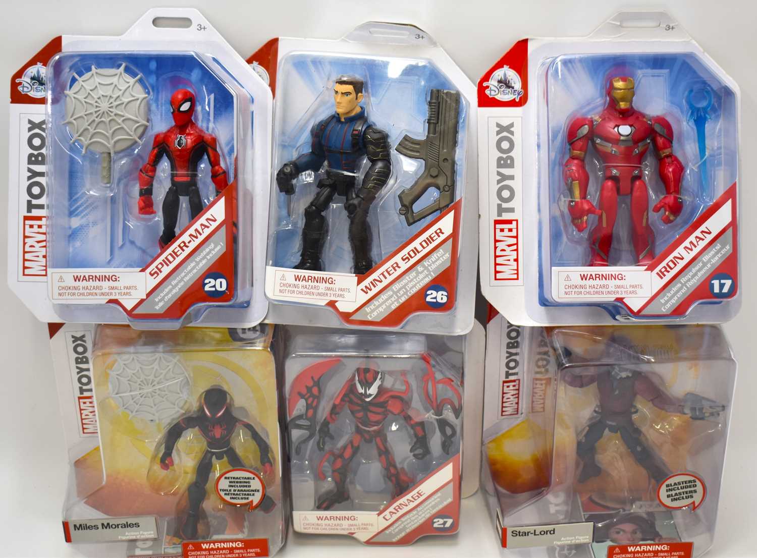 Lot 221 - DISNEY; six Marvel Toybox sealed action