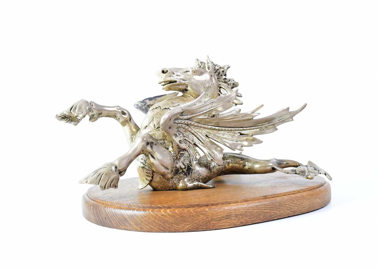 Lot 682 - A circa 1860 plated winged hippocamp figure,