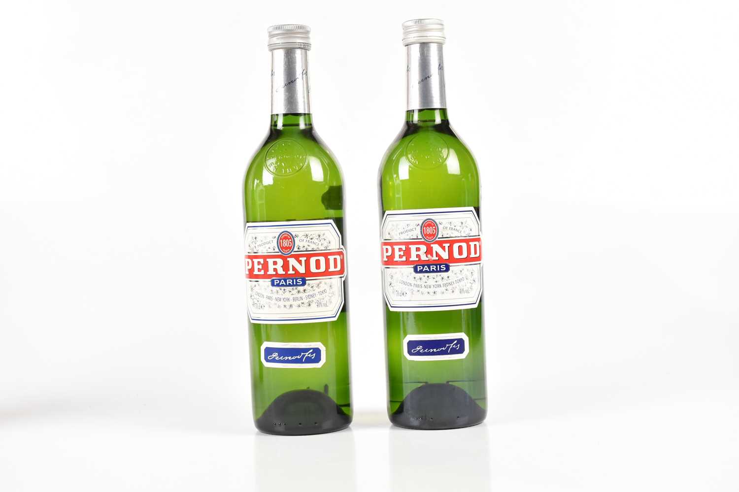 Lot 4108 - MIXED SPIRITS; two bottles of Pernod, 70cl,