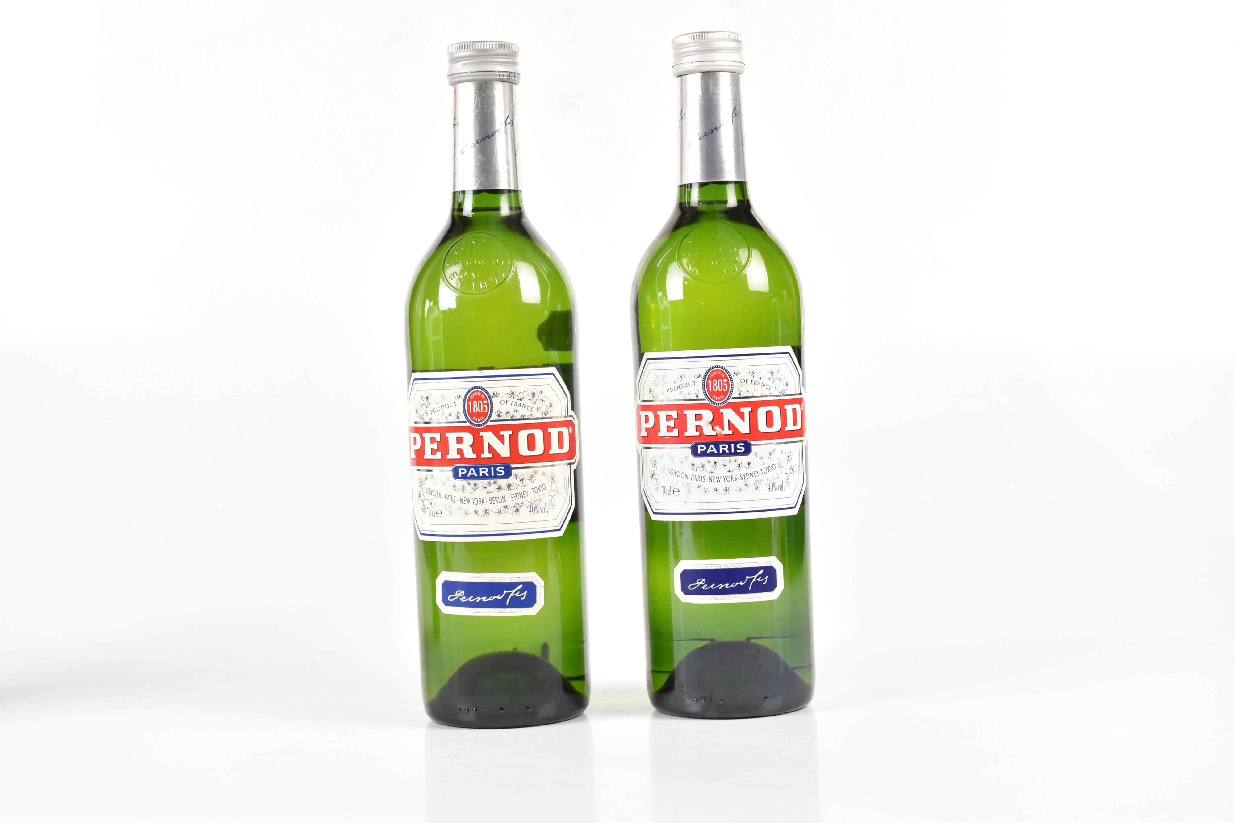 Lot 4108 - MIXED SPIRITS; two bottles of Pernod, 70cl,