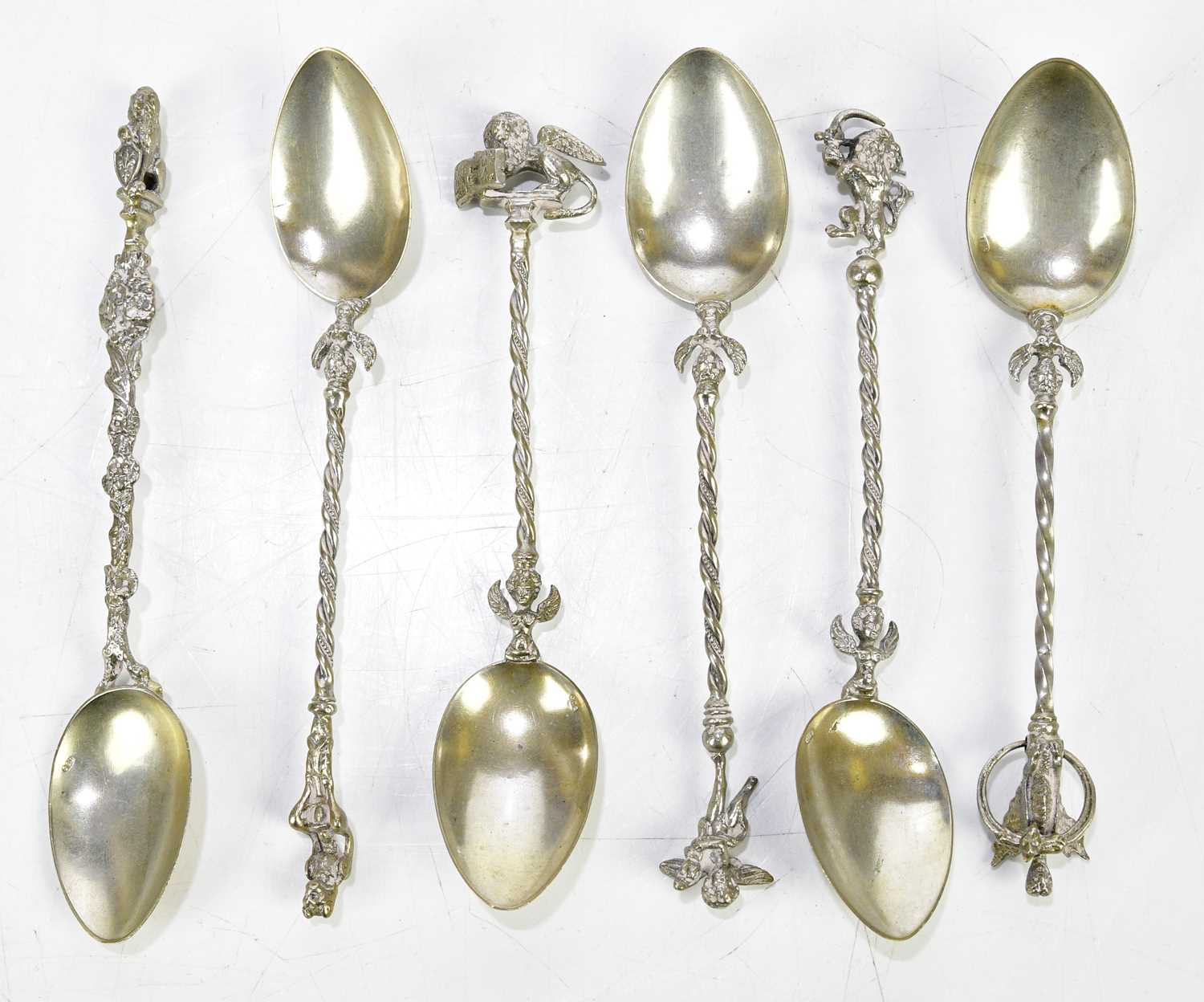Lot 2227 - Six Continental 800 grade silver spoons,