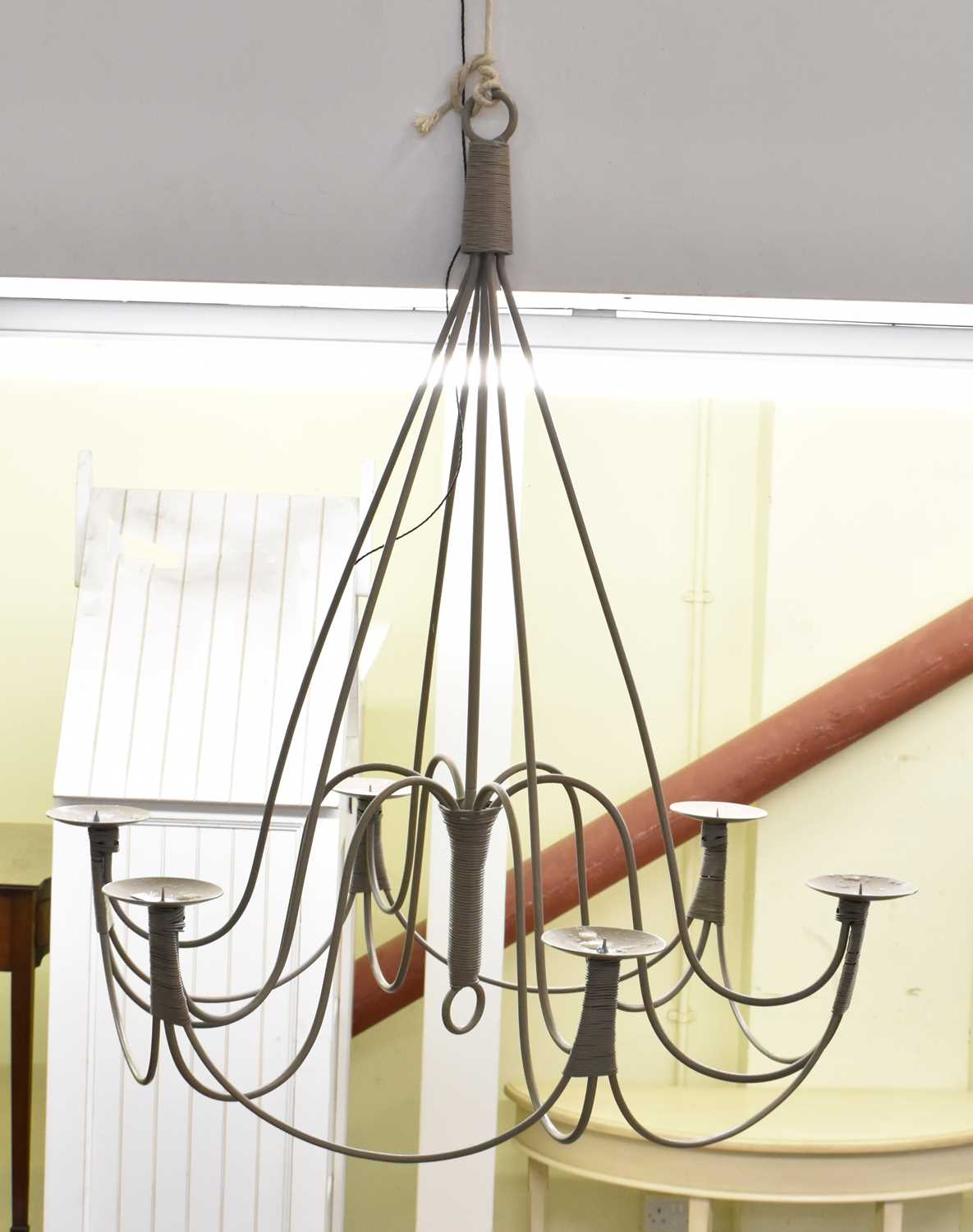 Lot 118 - A modern wrought iron grey painted pricket