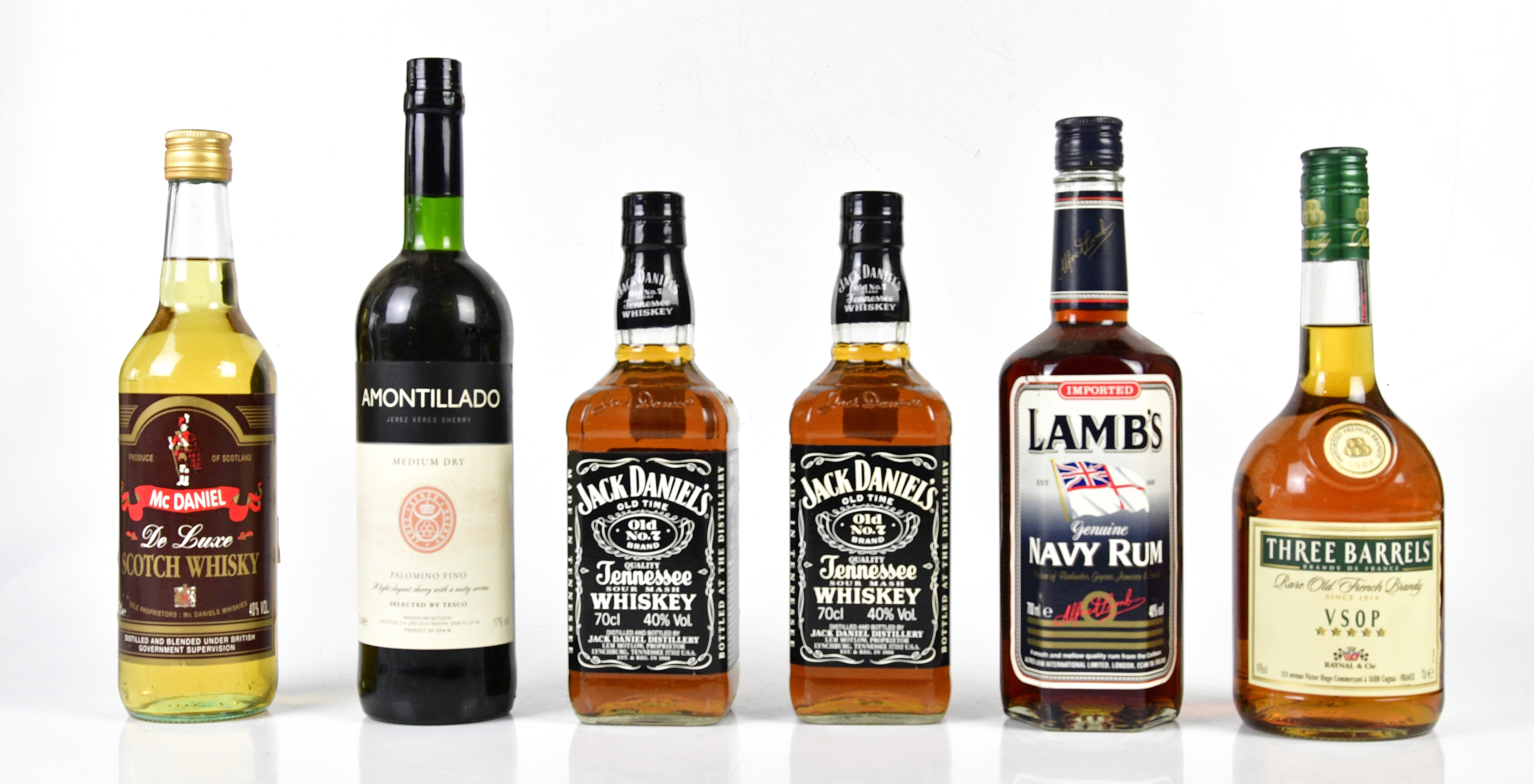 Lot 4067 - MIXED SPIRITS; six bottles including a