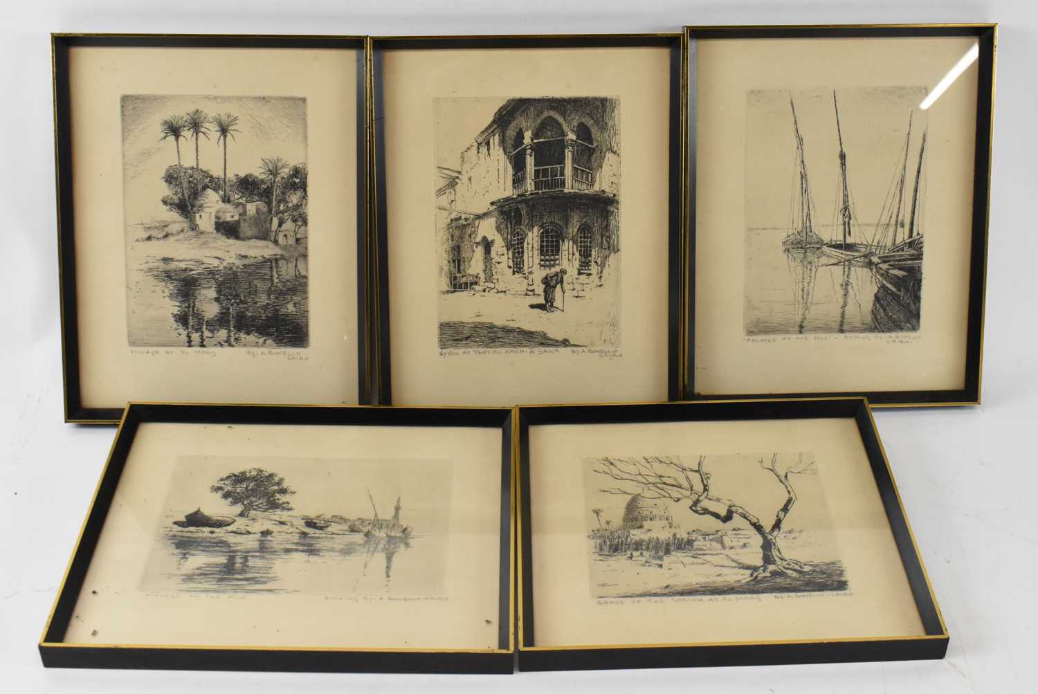 Lot 260 - A. BONELLO; a set of five etchings,