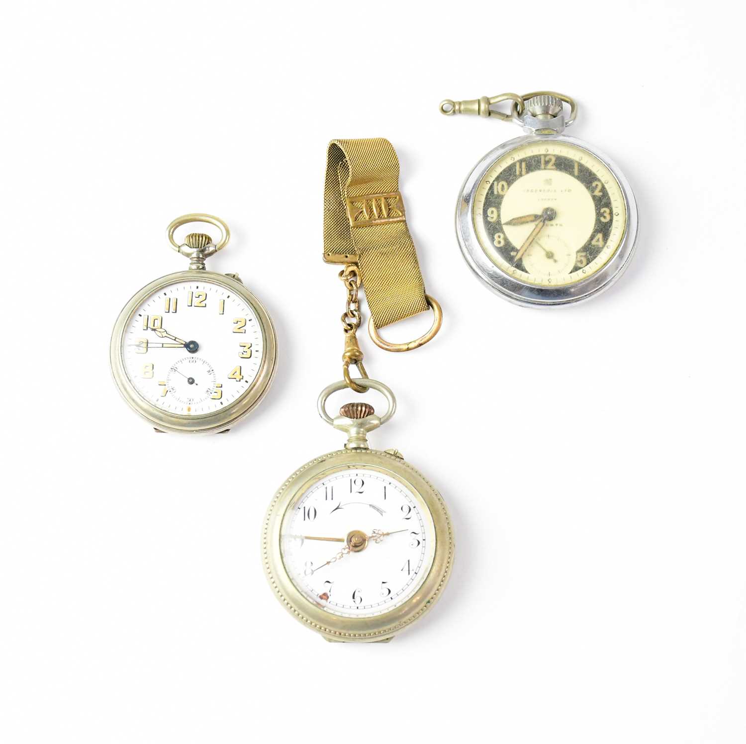 Lot 1168 - Three base metal open face crown wind