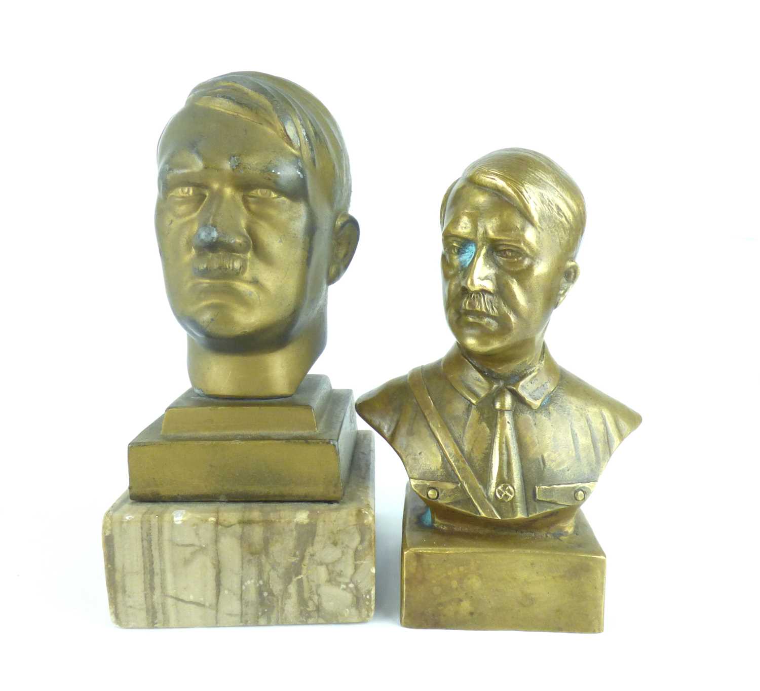 Lot 336 - Two brass busts depicting Adolf Hitler