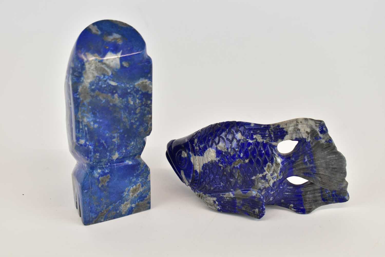 Lot 329 - A lapis lazuli model of a fish, width 13cm,